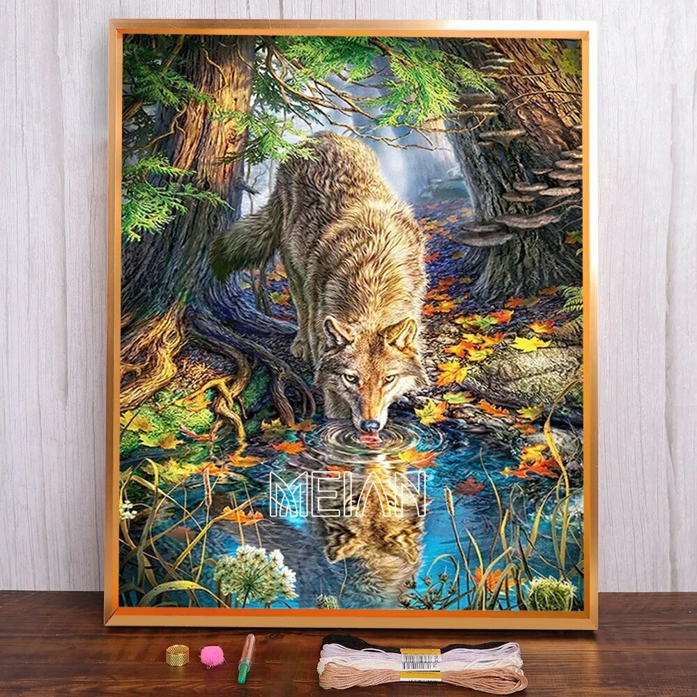 MEIAN Набор для вышивания,30x40CM,14CT, Волк