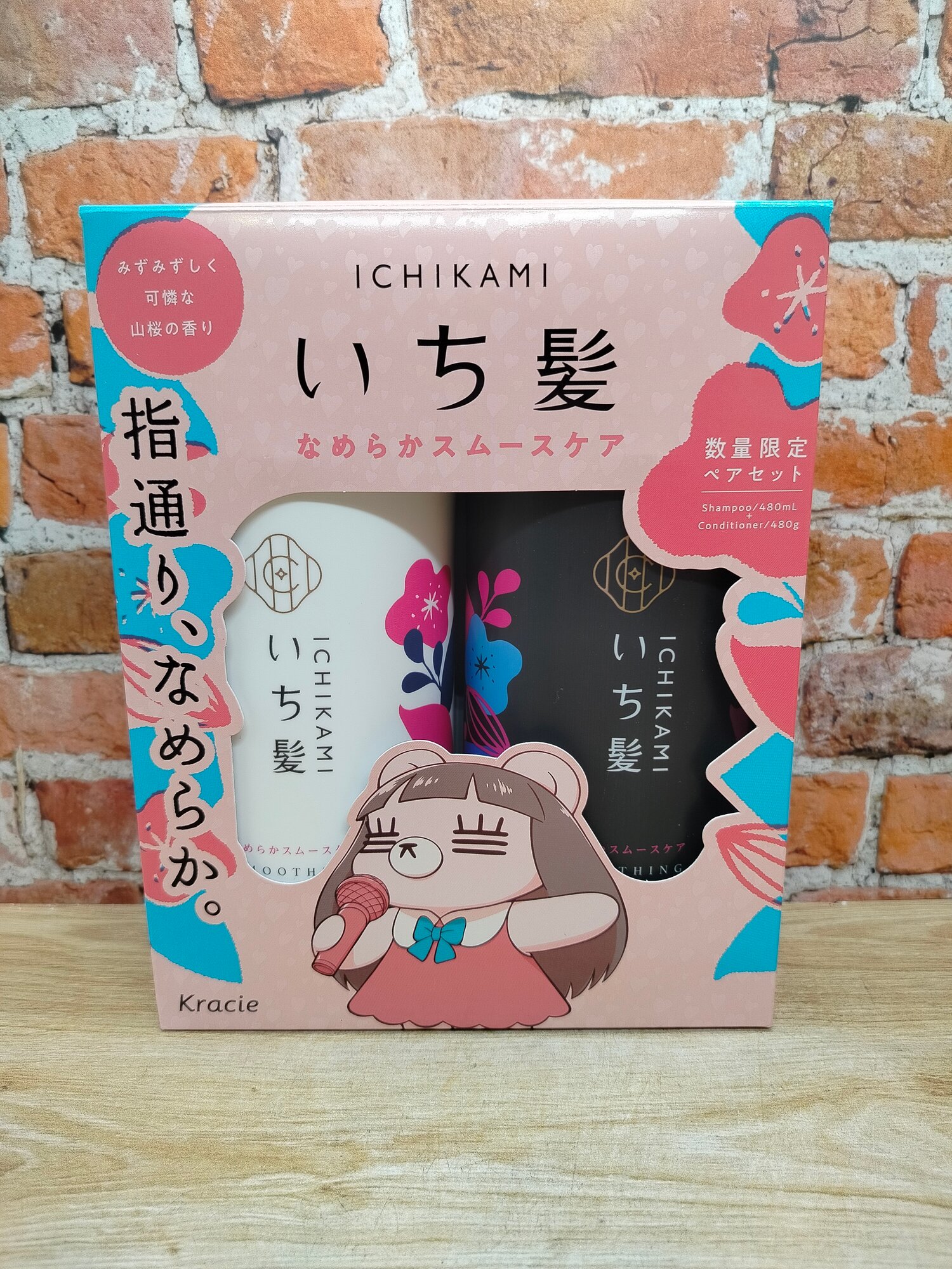 Kracie Ichikami Набор Smoothing: Шампунь 480 мл + кондиционер 480 гр разглаживающие для поврежденных волос с ароматом горной сакуры