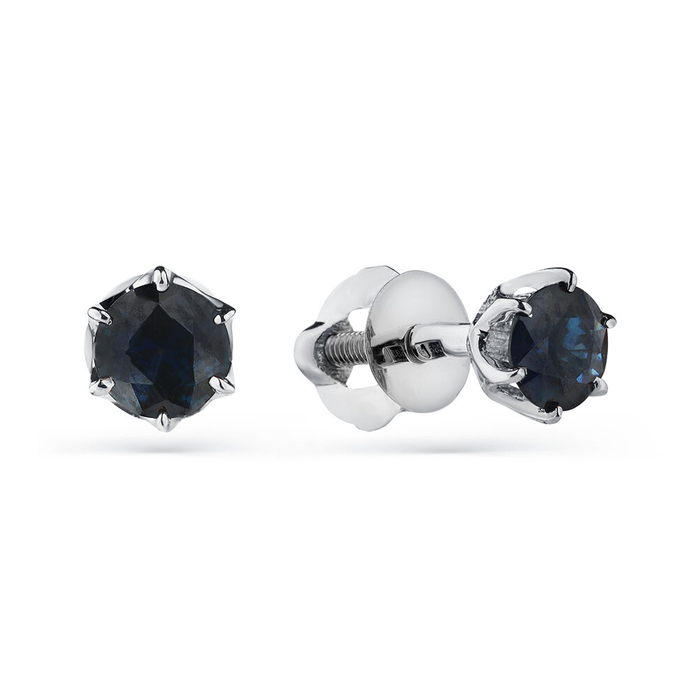 Серьги, белое золото, 585 проба, сапфир