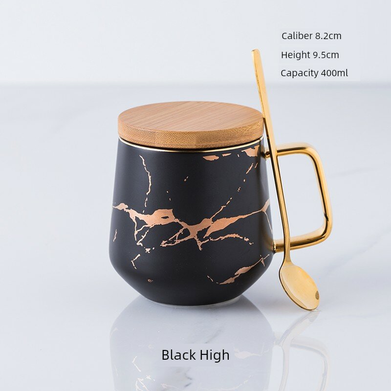 Кружка в скандинавском стиле с крышкой и ложкой, бытовая чашка для молока и завтрака, кофейная чашка, креативная