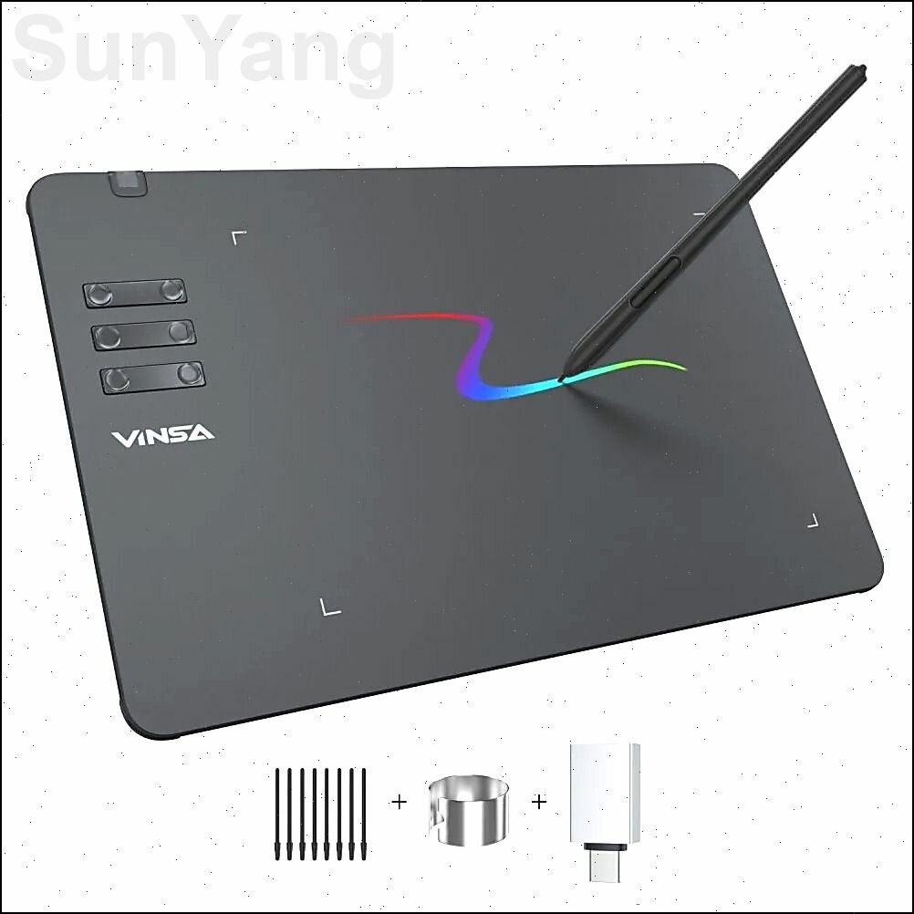 Графический планшет 8192 уровня графический планшет для рисования 170*107mm доска для рисования с перчатка для компьютера , пк , телефона, ноутбука, Поддержка Android Mac Windows, формат A4, черный