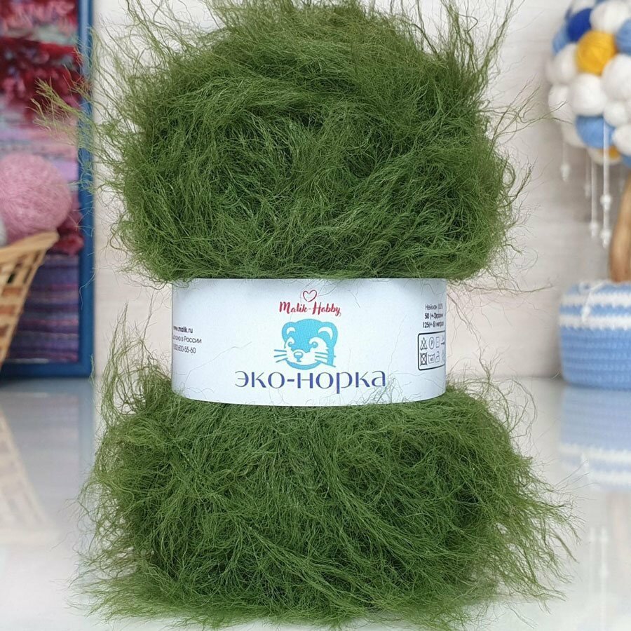 Пряжа M&h эко-норка 060 хаки (5 мотков)