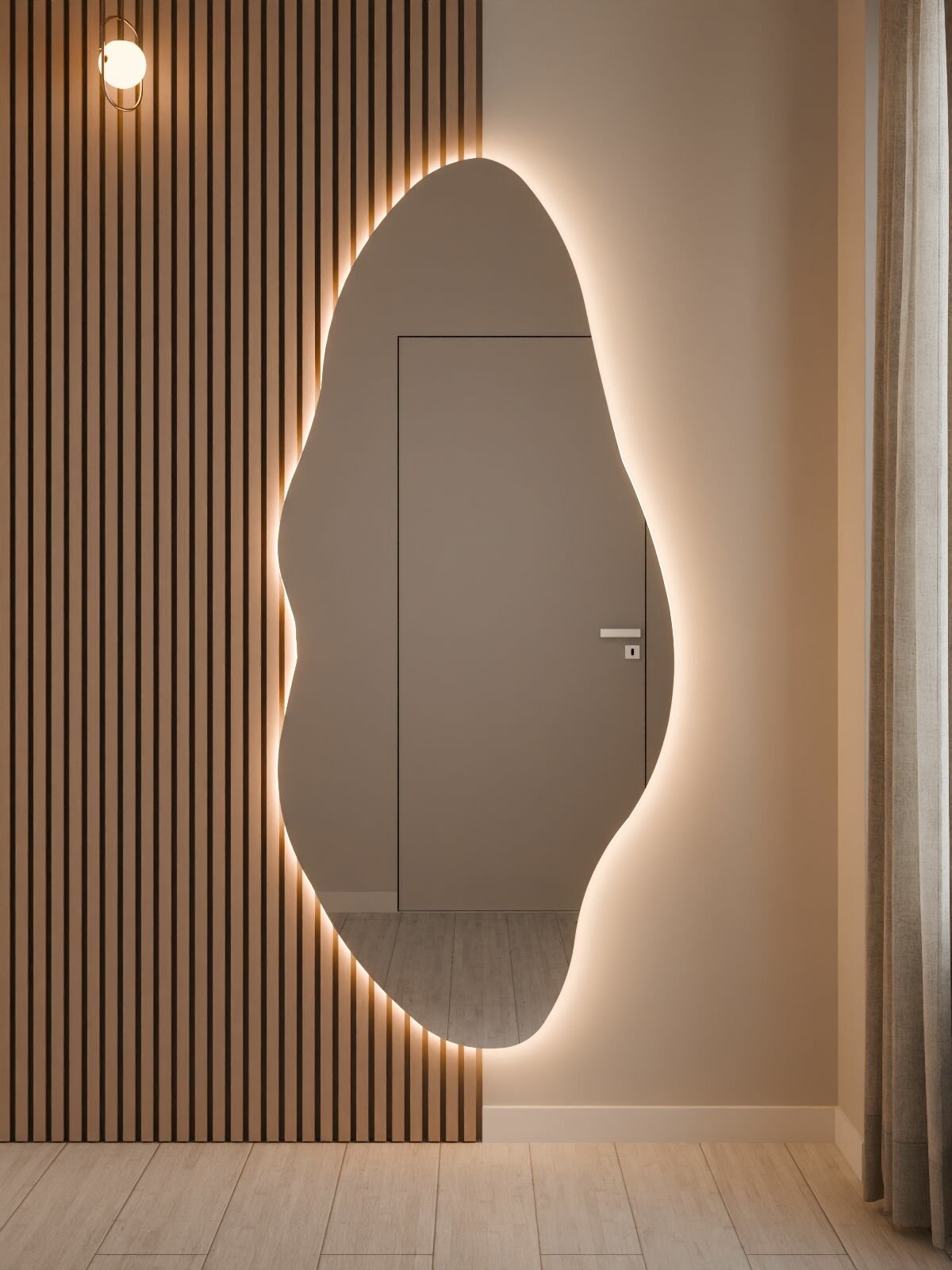 Зеркало 190х85 см. CLOUD MIRROR М4 настенное фигурное с подсветкой теплый свет 3000К