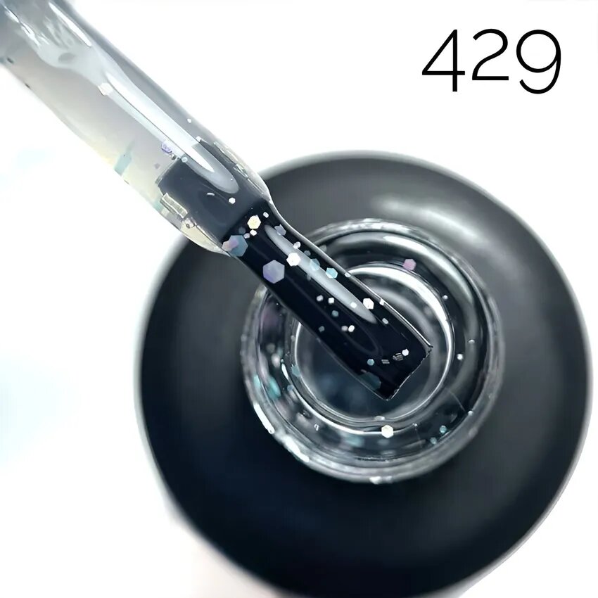 Sova De Luxe 429 Гель-лак прозрачный с розовыми частицами, 15мл.