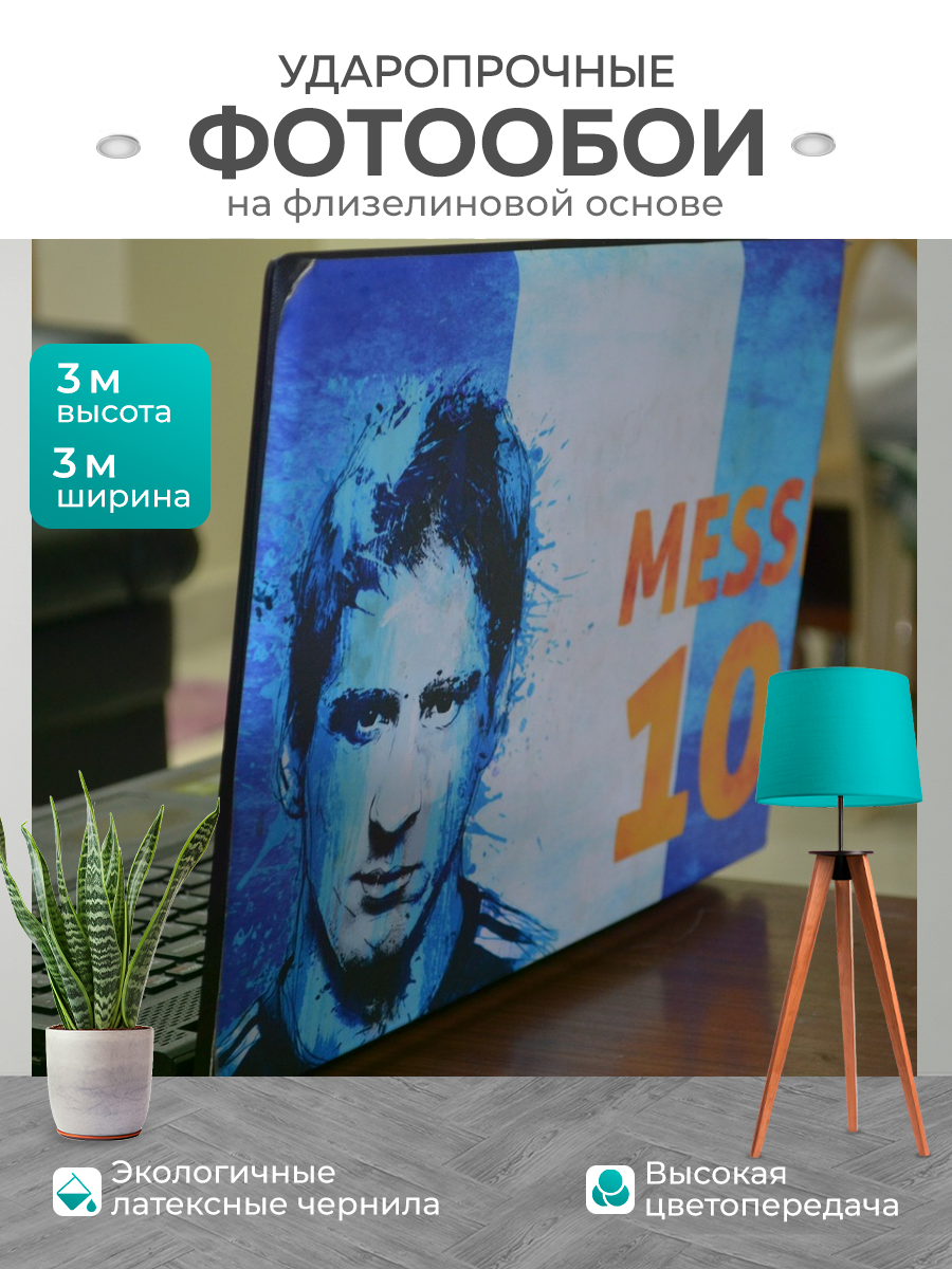 Фотообои моющиеся ударопрочные "Ноутбук, месси, работай" 300x300 см. флизелиновые на стену