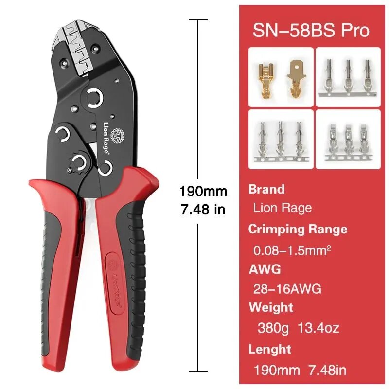Dupnt terminals mini crimping pliers Manual toolsДвухклеммные клещи ручной инструмент SN-58BS pro 0.08-1.5mm AWG28-16, диапазон PH2.0, XH2.54,2.8,3.90,3.96, KF2510