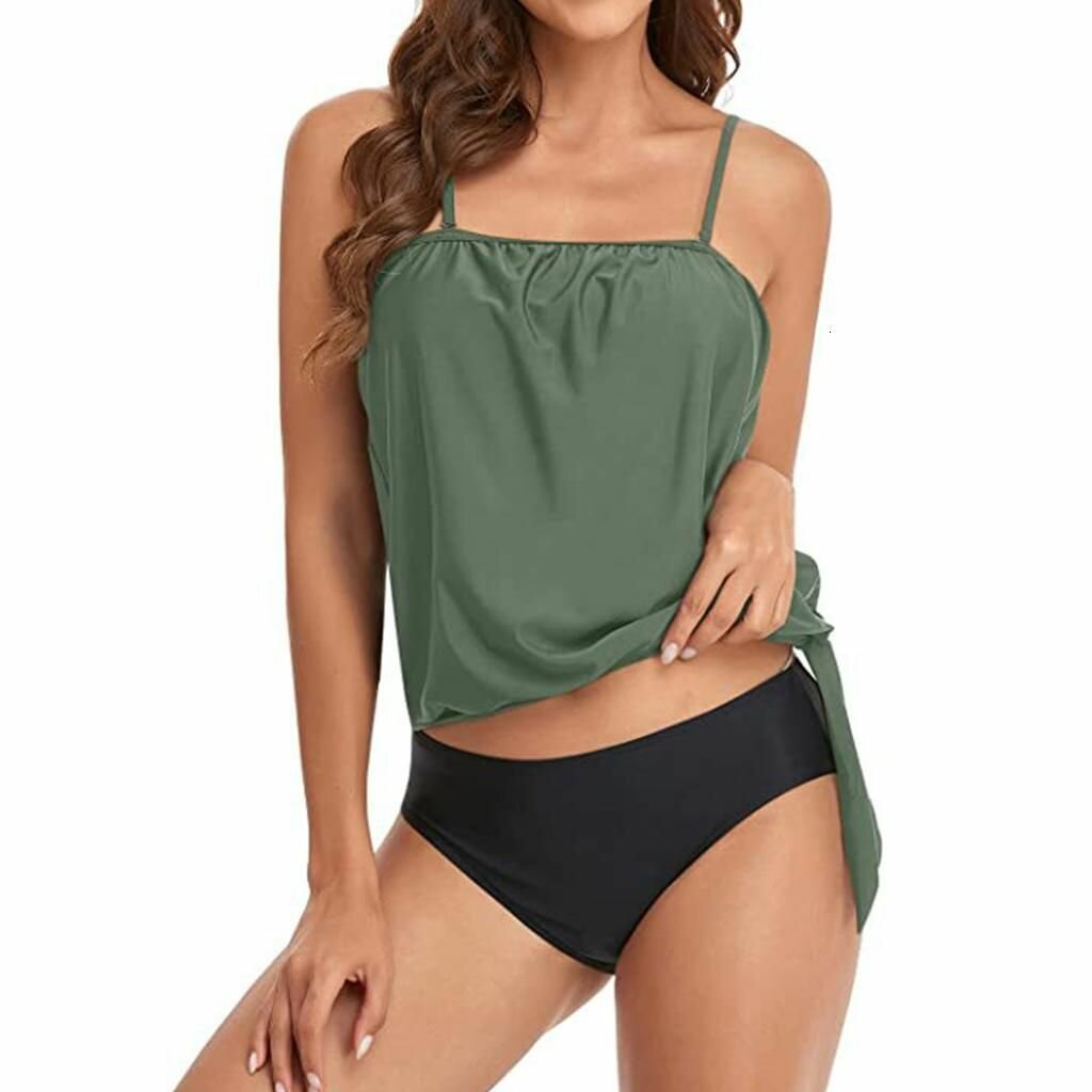 Женский комплект для плавания из двух предметов с контролем живота для тропического отдыха и плавания, 1 - XXL