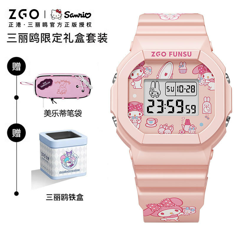 Электронные часы HelloKitty для девочек, подходящие для учениц средних и старших классов, детей, девочек, сотрудничество с Hello Kitty