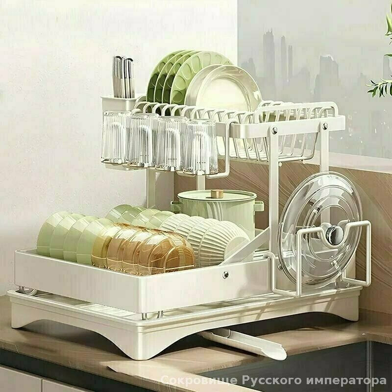 Сушилка для посуды "Aimosi" , настольная, встраиваемая, сталь, белая, 30x42x29,5см