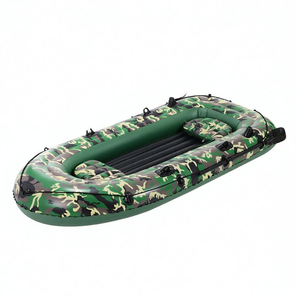 4 People Inflatable Boat PVC 0.45MM blue camouflage 2720*1520mm 295kg with 2 Paddle Oars Foot pump Tether Water Sports Dinghy Fishing Rowing Raft Outdoor River Lake Kayak