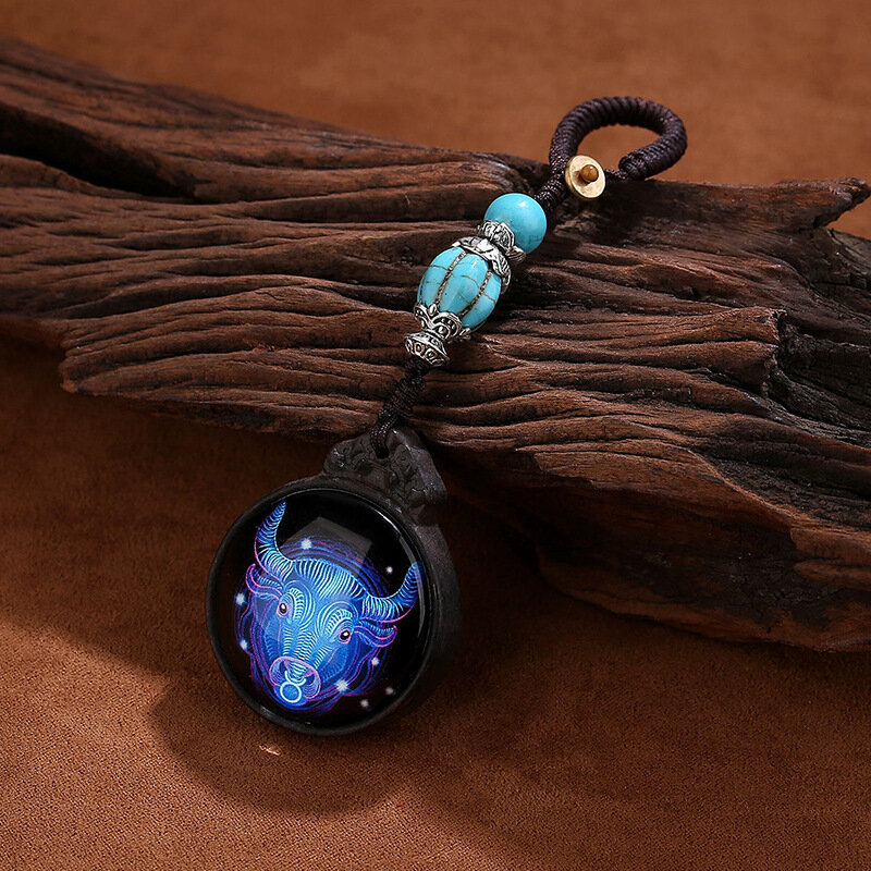 Двенадцать созвездий, карта для автобуса из эбенового дерева, NFC, брелок для ключей, подвеска для телефона, контроль доступа CUID, креативный орнамент в китайском стиле