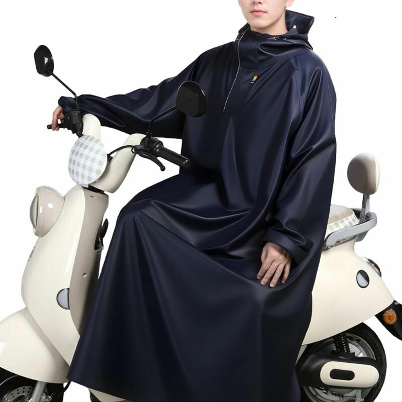 Водонепроницаемый дождевик с капюшоном для мотоцикла и электровелосипеда, Темно-синий - XXL