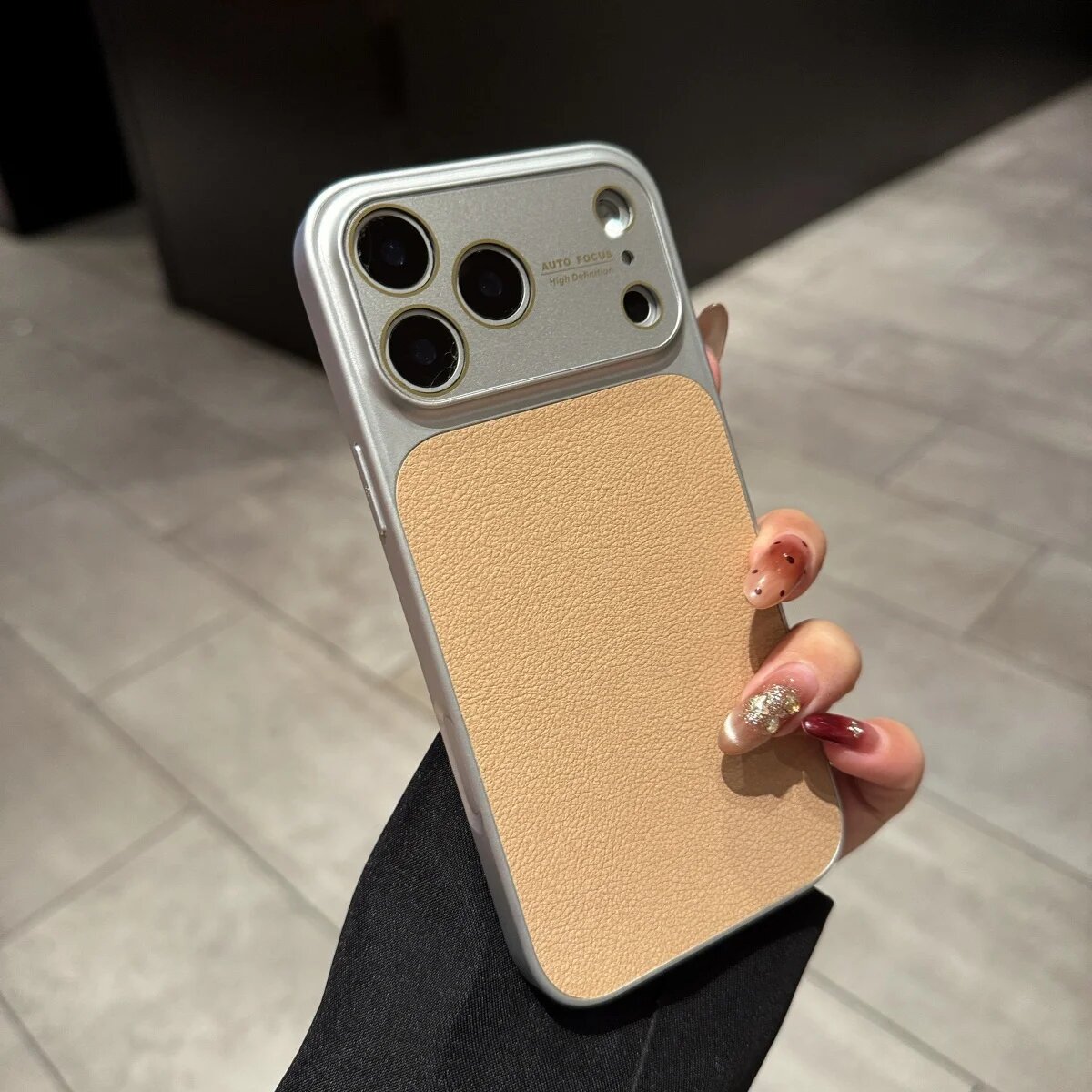 Оригинальный однотонный текстурированный чехол из кожи личи для iPhone 17, 16, 15, 14 Pro Max, матовый противоударный бампер, чехол для телефона с большим окном