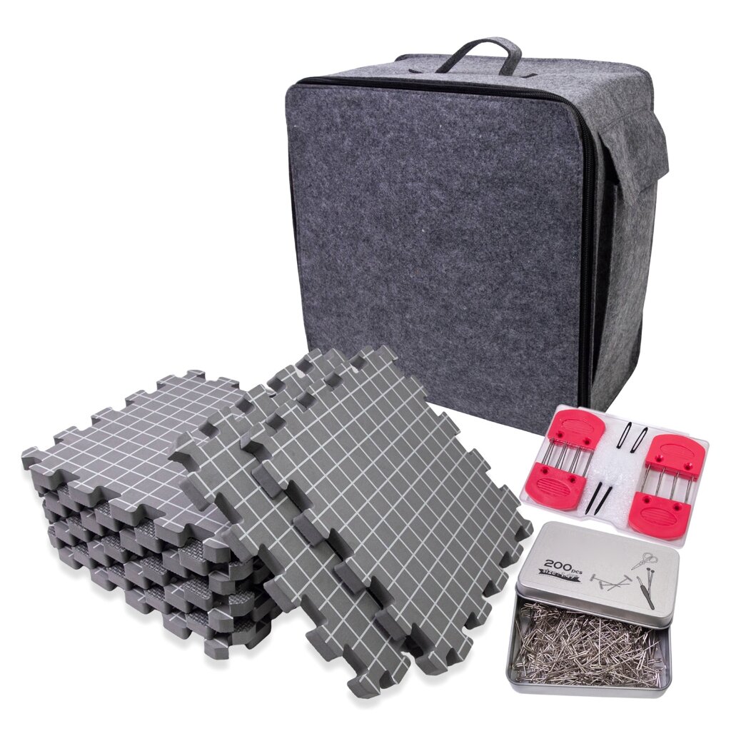 Мат для блокировки вязания 32x32 см с аксессуарами