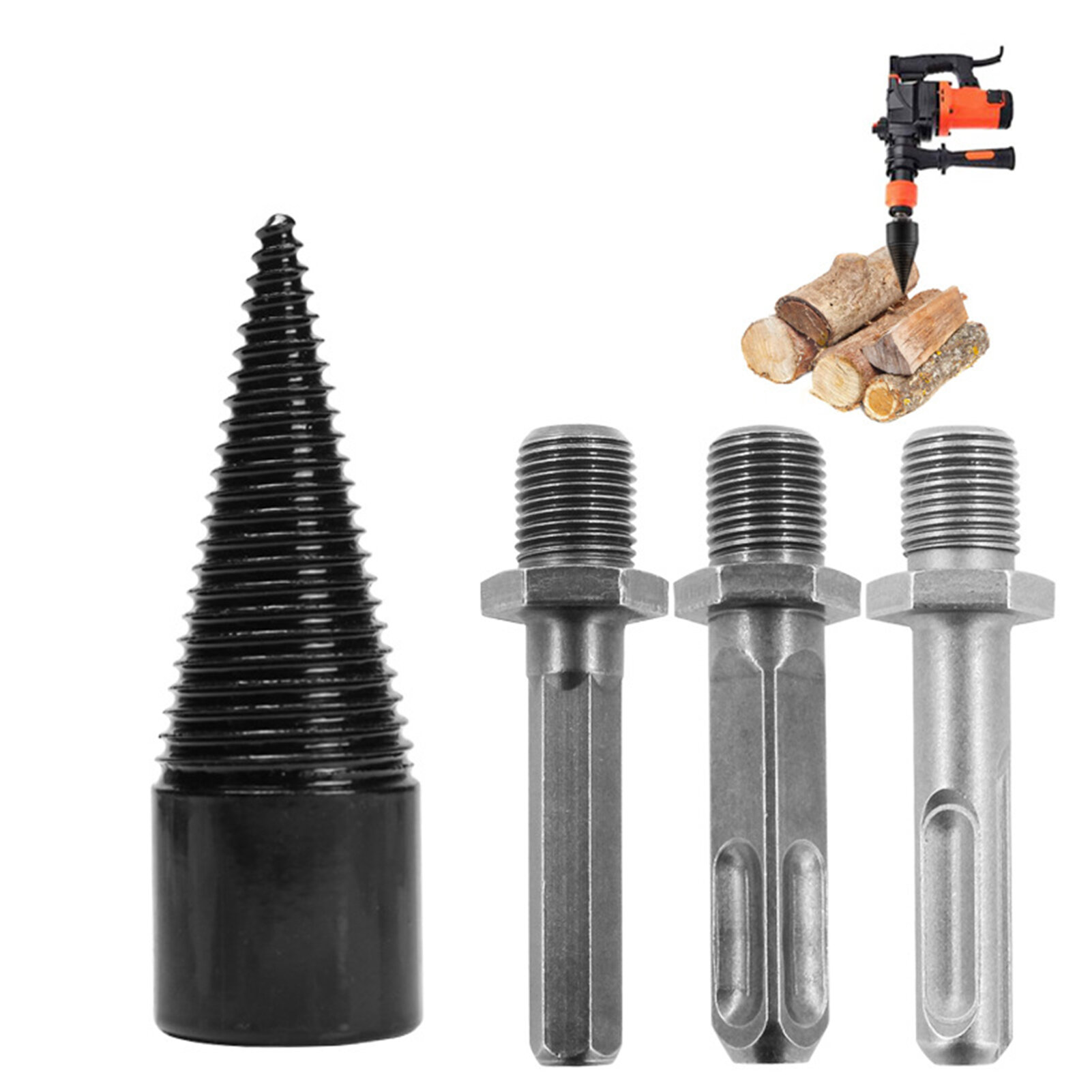 Сверло для дровокола, мощный шуруповерт 32 мм с 3 съемными хвостовиками (круглый, квадратный, шестигранный)