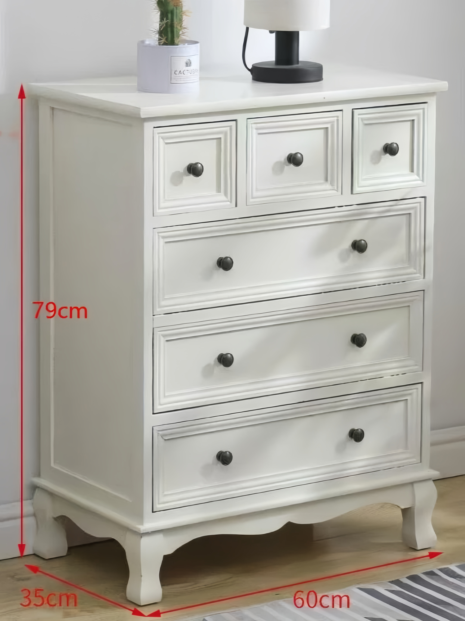 Комод Classic Charm, из массива дерева, 6 ящиков, 60x35x79см