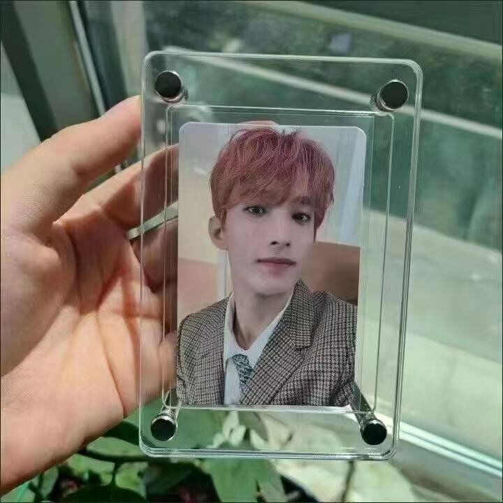 Акриловый защитный держатель для карт с двойным слотом, утолщенный HD-канал, маленький держатель для карт, магнитная рамка для фото, альбом, подставка для демонстрации