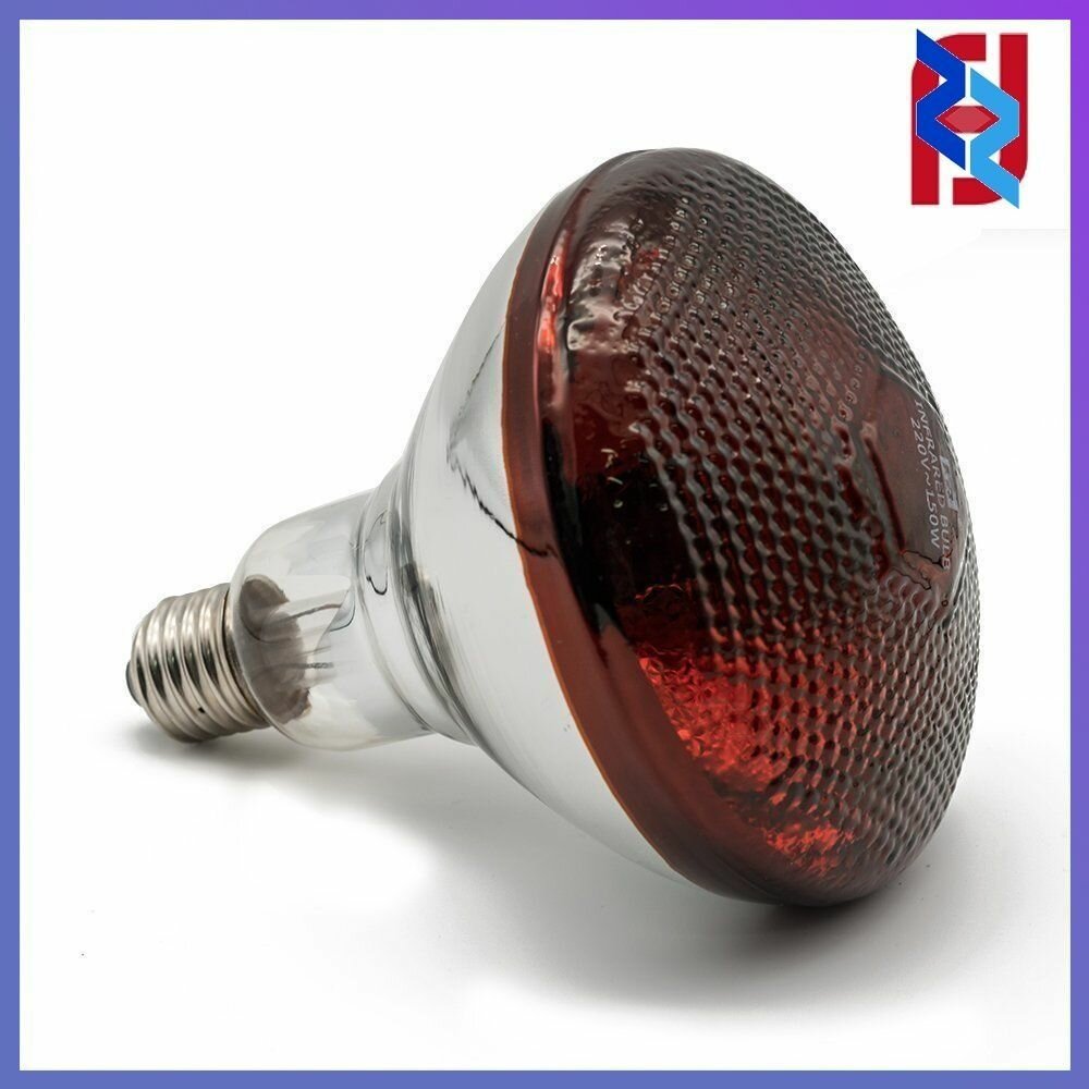 Цао Лампа инфракрасная для обогрева кур, щенков, цыплят, свиней, курятника, брудера/ Лампочка галогенная для животных, растений и теплиц 250Вт Е27 - 1 шт