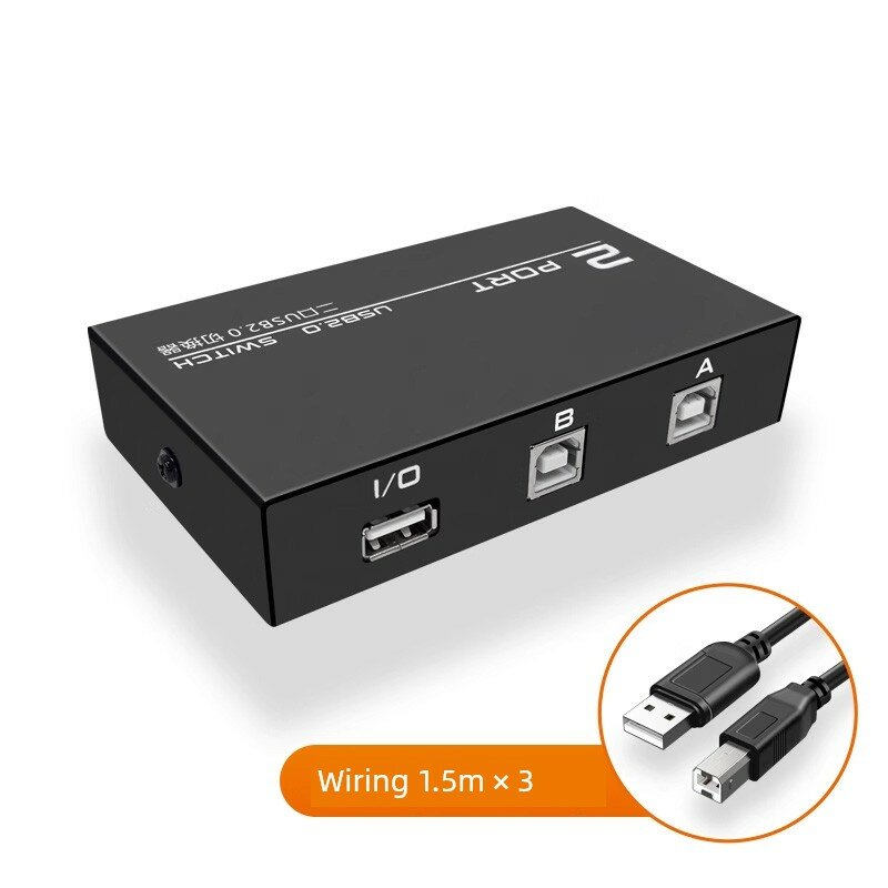 USB-хаб для совместного использования принтера на 2 компьютера с 3 кабелями по 1,5 м, 2-портовый хаб, автоматическое