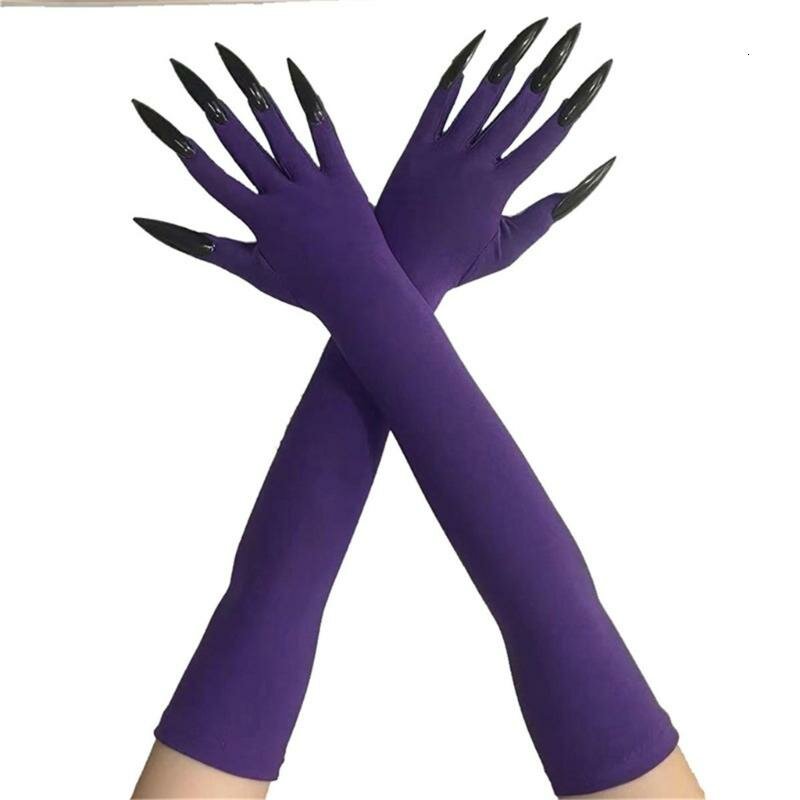Перчатки Для Хэллоуина С Длинными Ногтями Ghost Claw Gloves-Фиолетово-Синий A