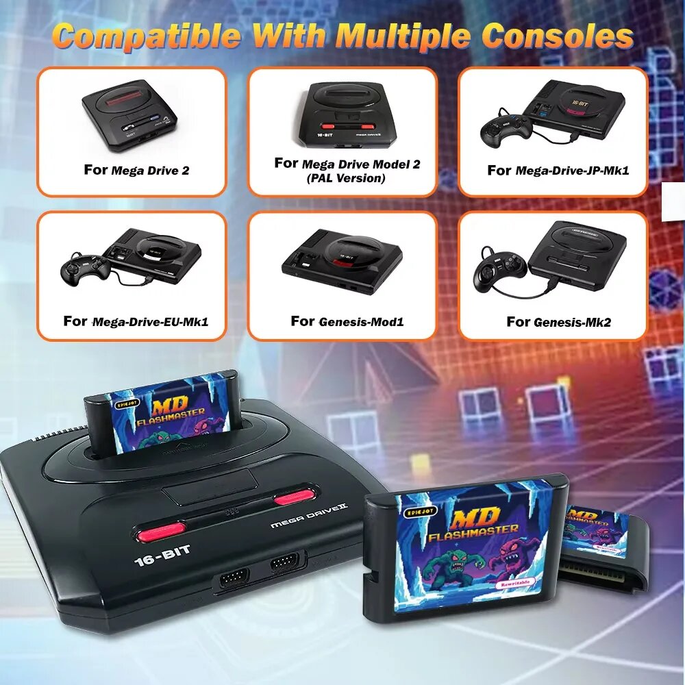 Перезаписываемый картридж MD Flashmaster 4 МБ для Sega Mega Drive — фото 1