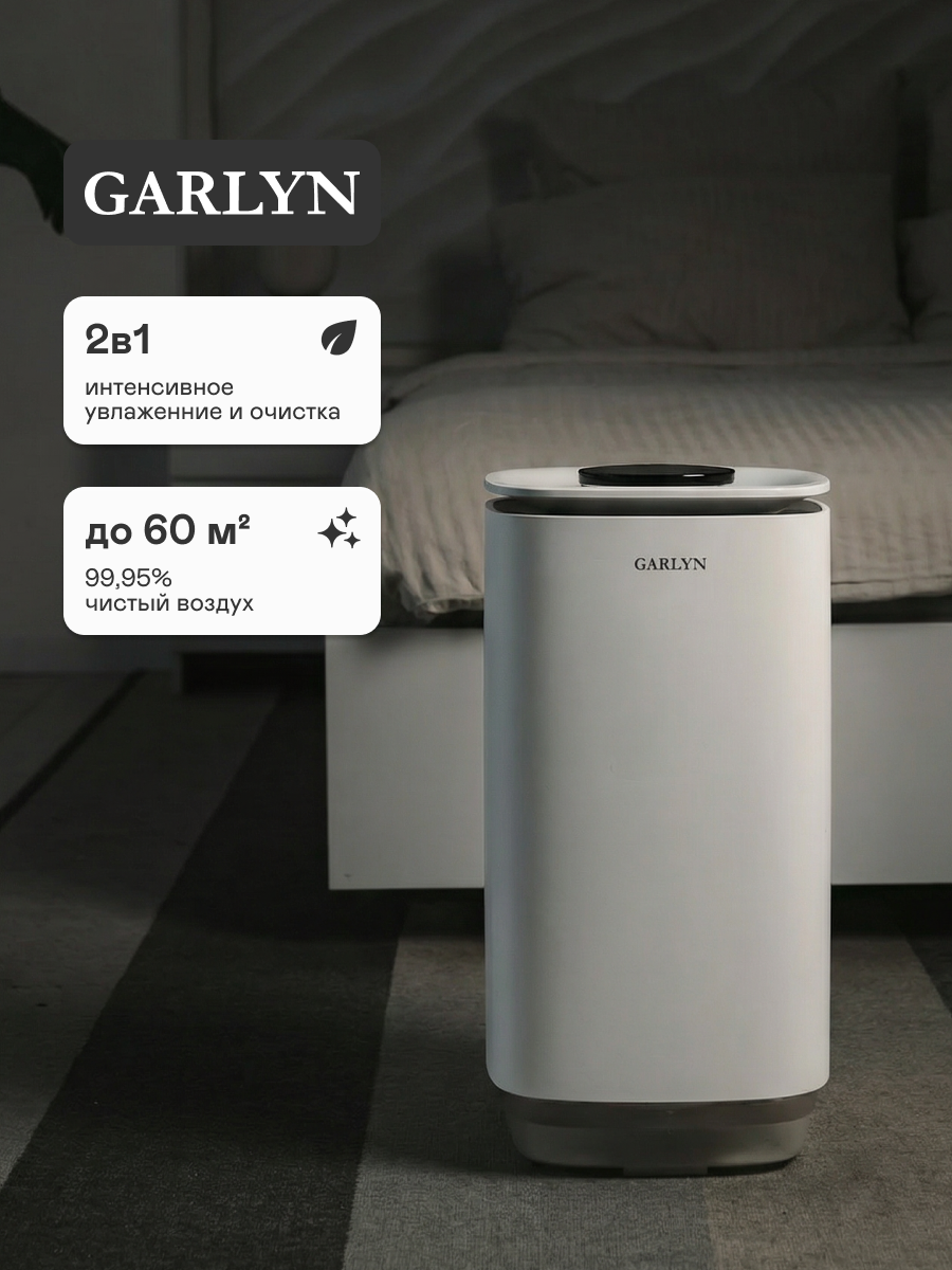 Климатический комплекс GARLYN Airclean V60. Умный очиститель воздуха с увлажнением. Климатическая станция для дома