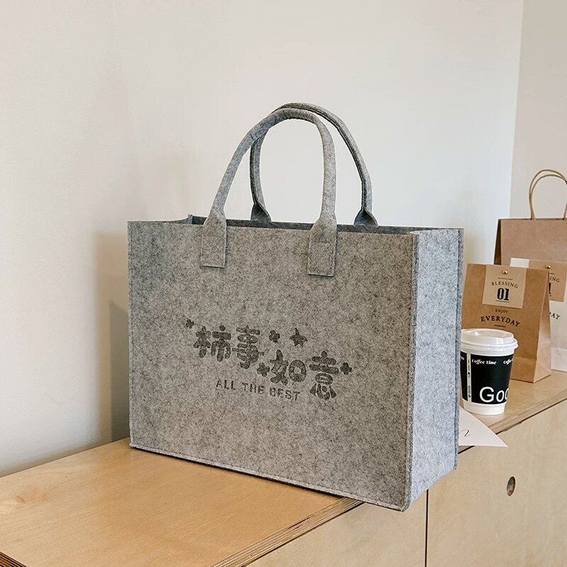 Сумка из фетра, красная сумка, сумка с индивидуальным логотипом, подарок, большая вместимость, сумка-тоут, ручная сумка, подарочная сумка для покупок