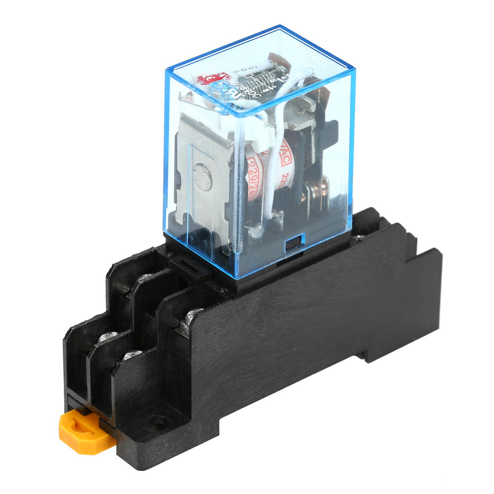 Реле с катушкой питания AC220V LY2NJ 8-контактное 10A с базой розетки, набор, 1 шт / 10 шт (Доступно), размер 70*22*28мм; 27.5*21*35.3мм, контактная ёмкость 10A 250VAC, время срабатывания ≤20мс, время сброса ≤20мс, частота работы механическая и