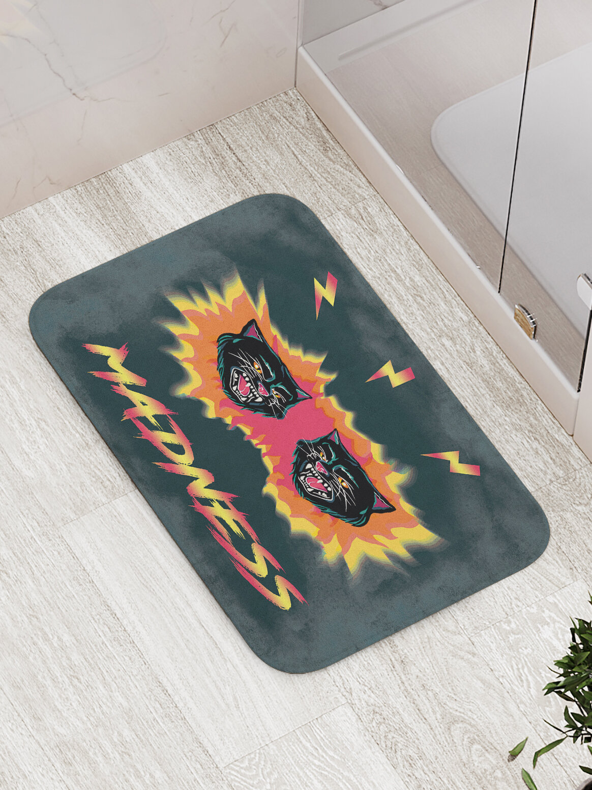 Коврик для ванной комнаты, туалета "Агрессивные коты" противоскользящий, 52х77 см, JoyArty
