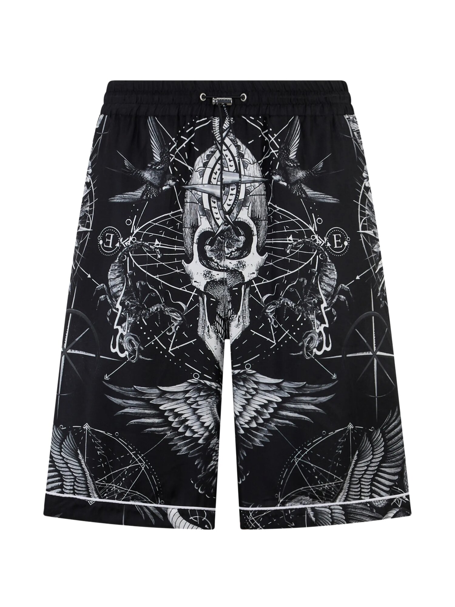Шорты PHILIPP PLEIN Printed silk shorts, размер 44, black/black