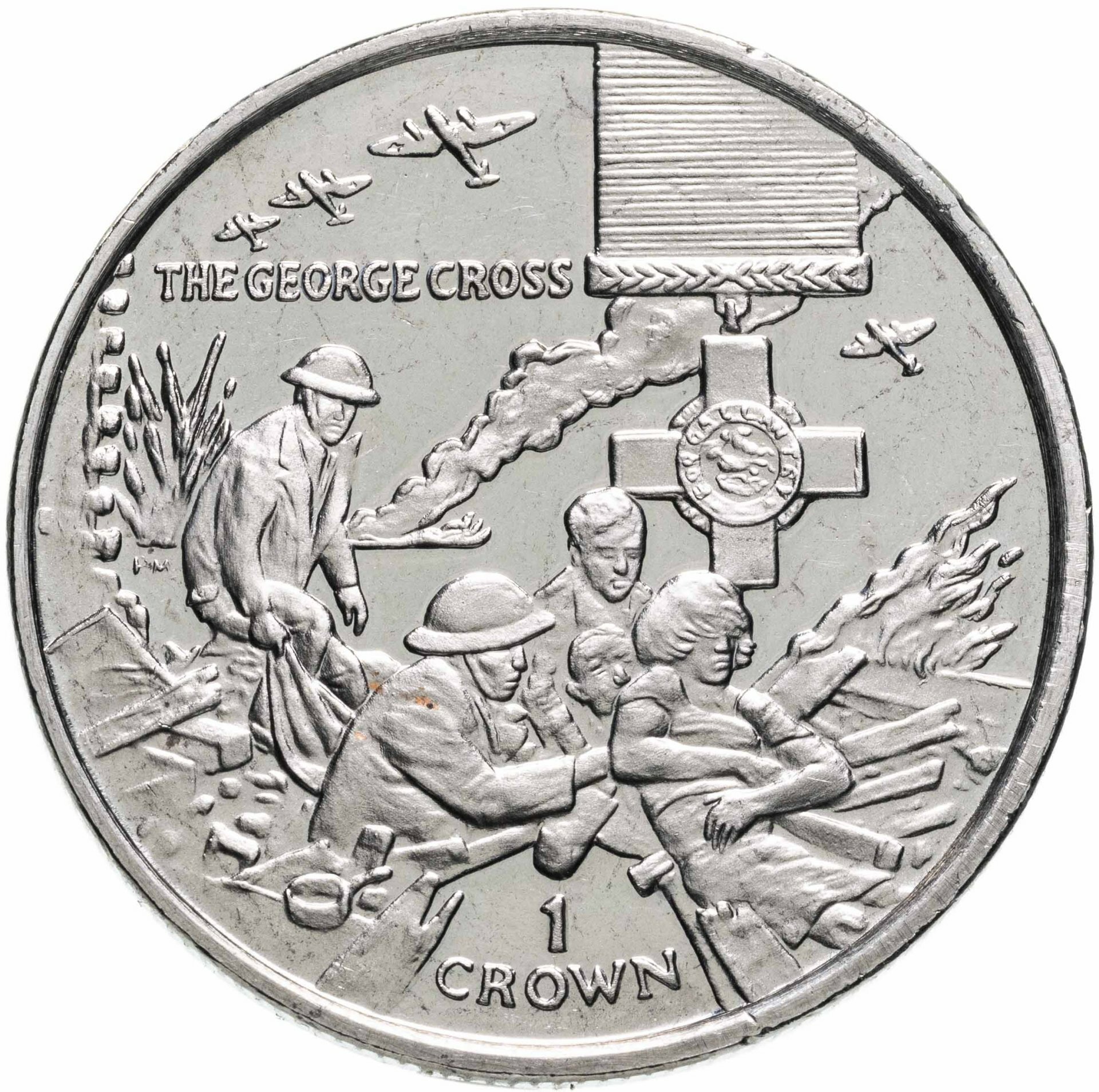 Остров Мэн 1 крона 2005 Награды - Георгиевский крест, Мельхиор медь-никель, в сохранности UNC