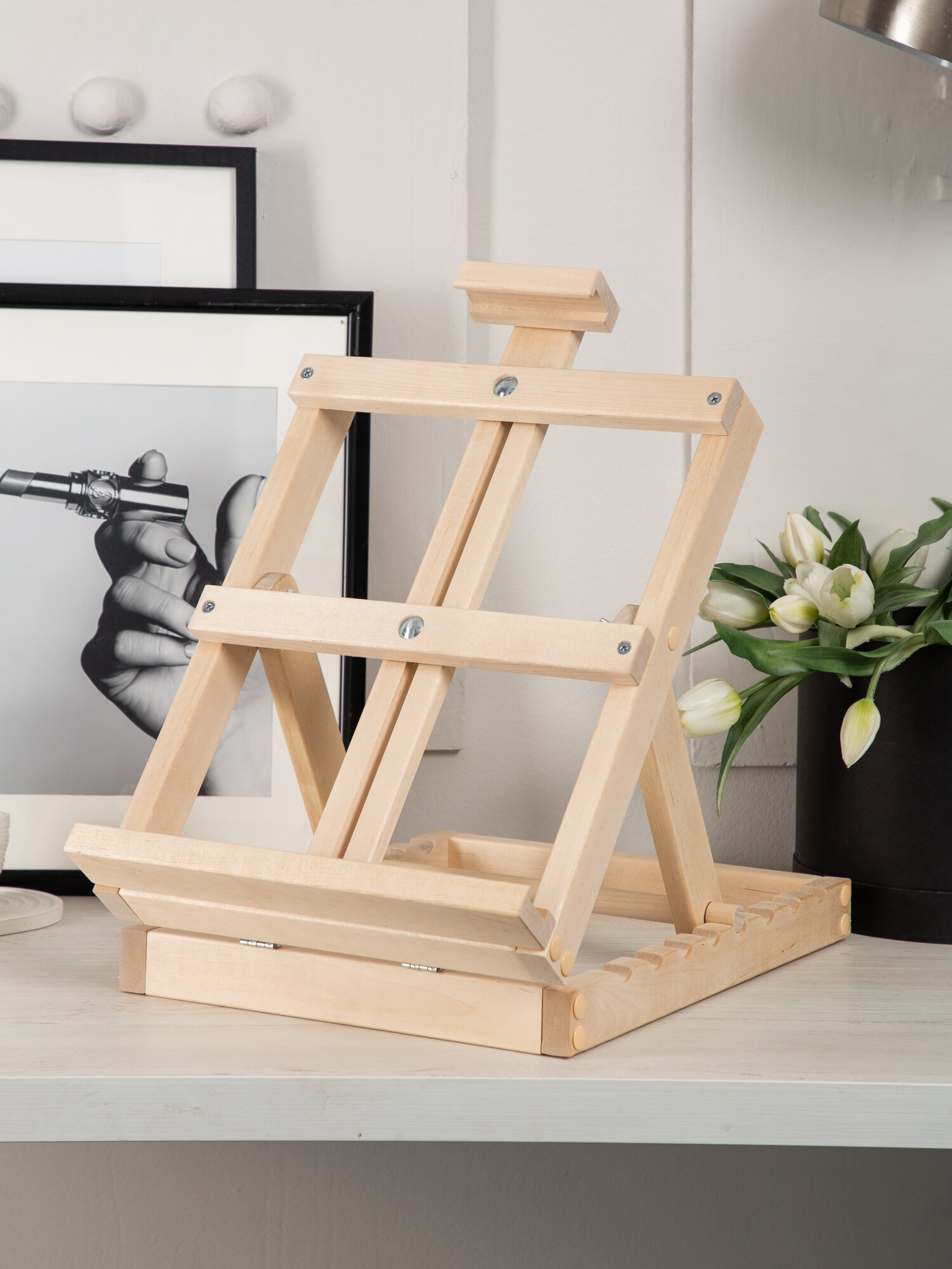 Мольберт, настольный, деревянный, складной, бежевый, высота 52 см