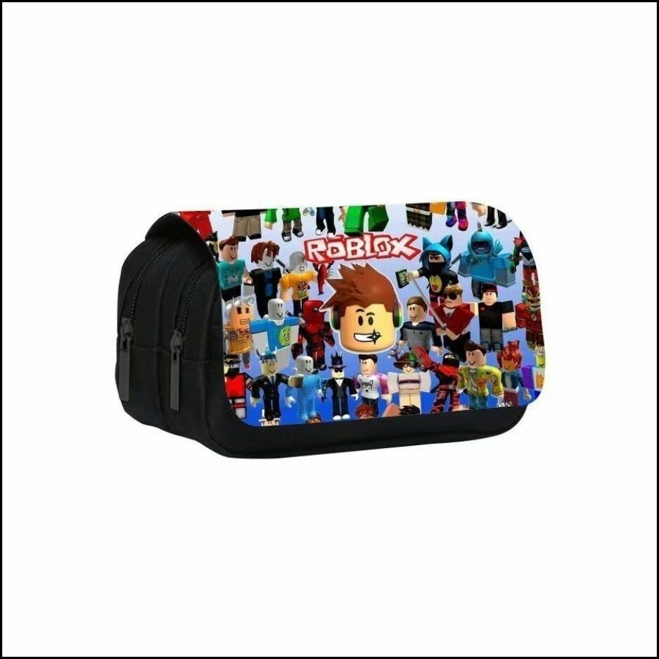 Эксклюзивный набор для школы: пенал Roblox 20x10x7,5 см с двумя отделениями и подарком из 10 наклеек