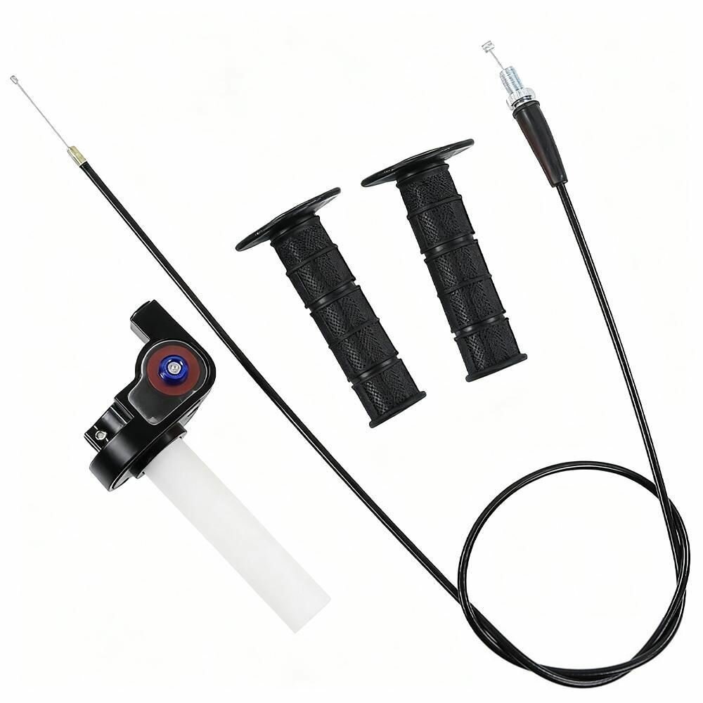 Ручка газа в сборе c тросом короткоходная для мотоцикла, питбайка, мопеда комплект