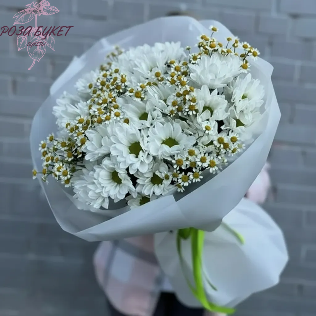 Букет цветов, букет из ромашки и хризантем, долгий букет, премиум цветы