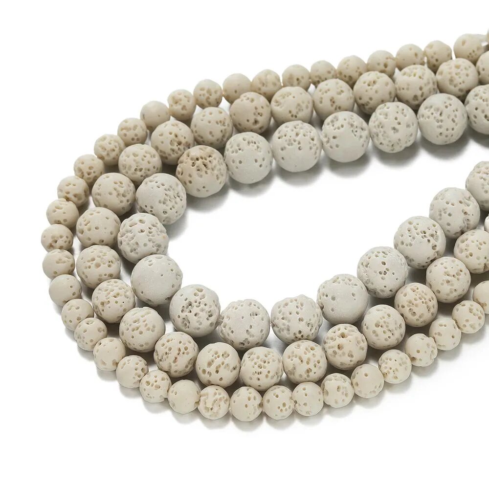Бусины Вулканическая лава, натуральный камень, 8 мм. Для рукоделия , Цвет: Белый, около 50шт/нить