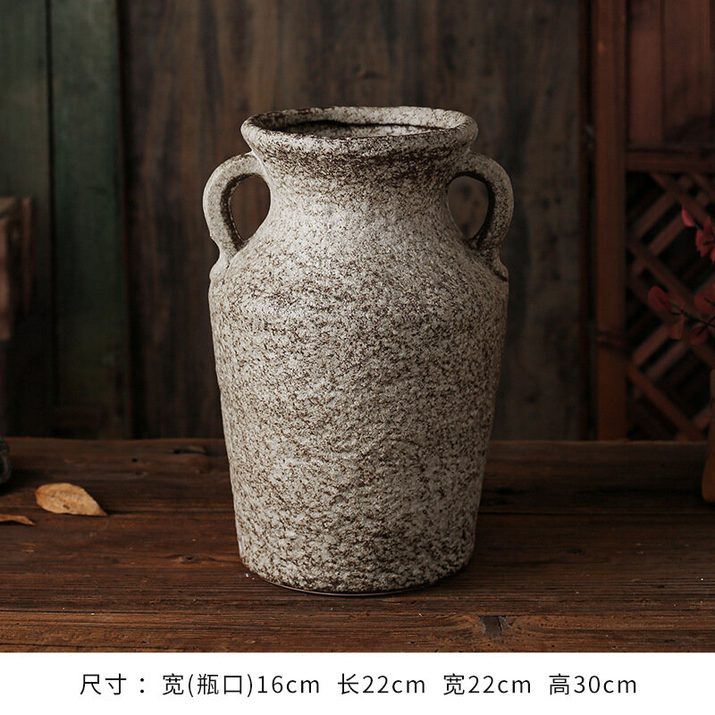 Ретро-вазы в новом китайском стиле, декоративные керамические украшения в деревенском стиле для прихожей, прикроватной тумбочки, тумбы под телевизор, для цветочных композиций, керамическая ваза для дома.