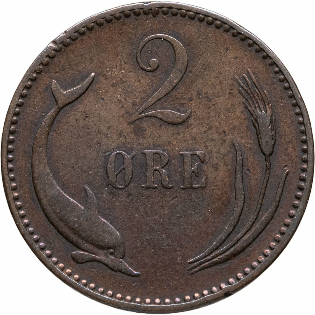 Дания 2 эре ore 1894, Бронза, в сохранности VF-XF