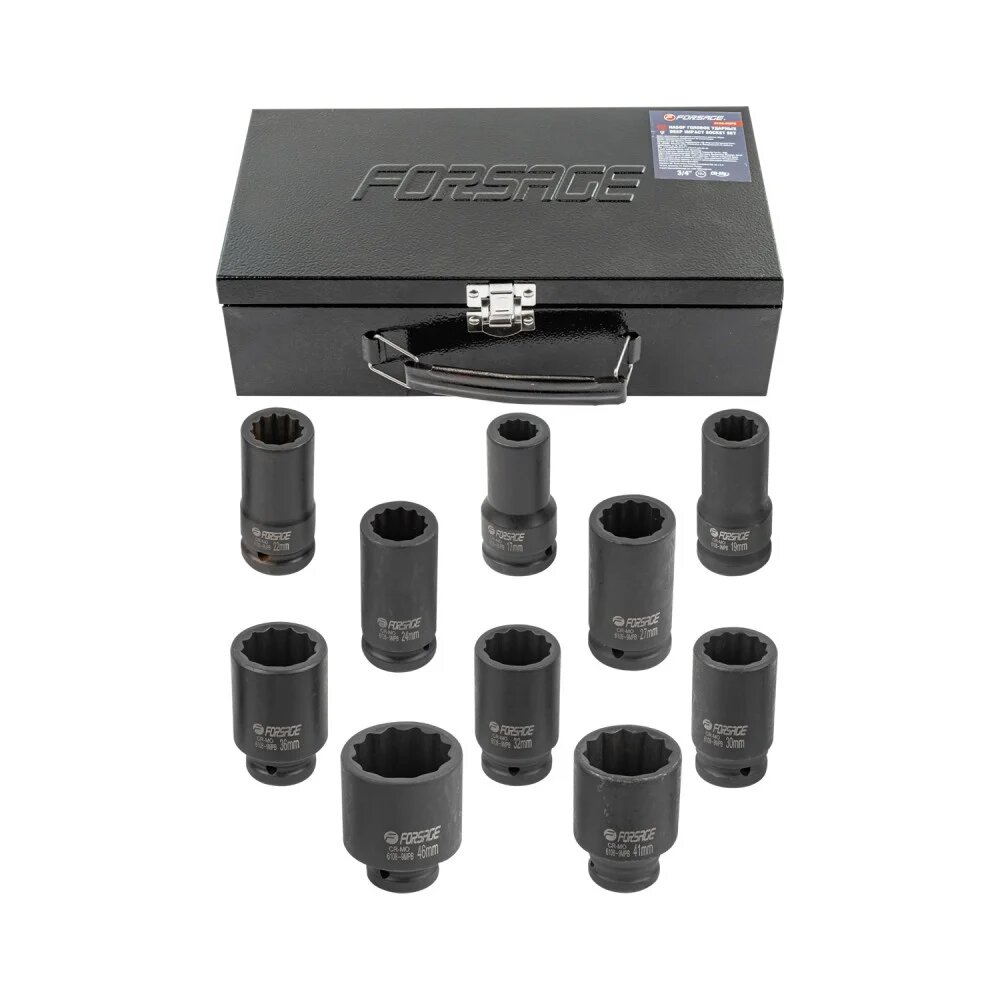 Набор головок ударных глубоких Forsage 3/4", 10 предметов F-6108-9MPB(54938)