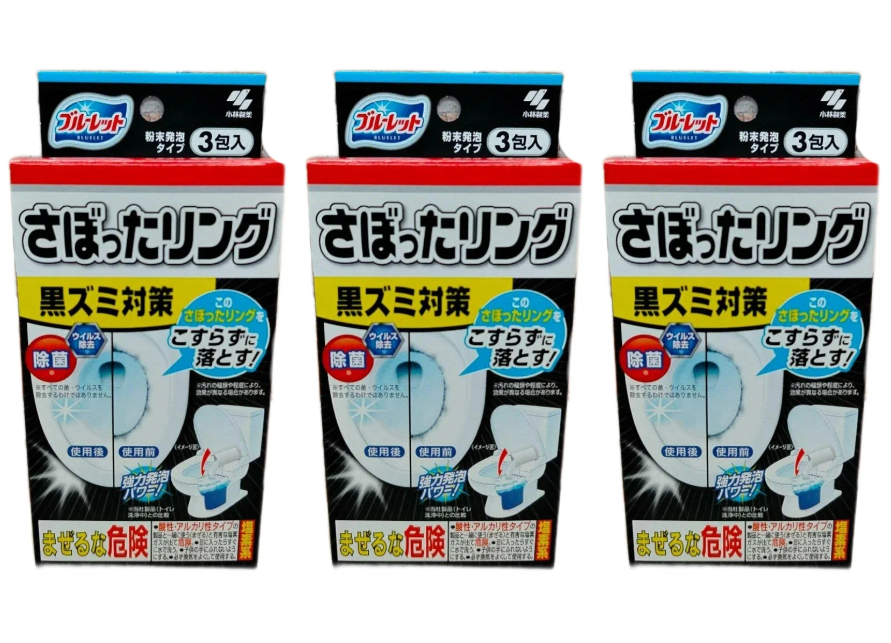 Средство Kobayashi Bluelet Bowl Cleaning Powder, для очищения сливного отверстия унитаза, 40г х 3шт, 3 уп