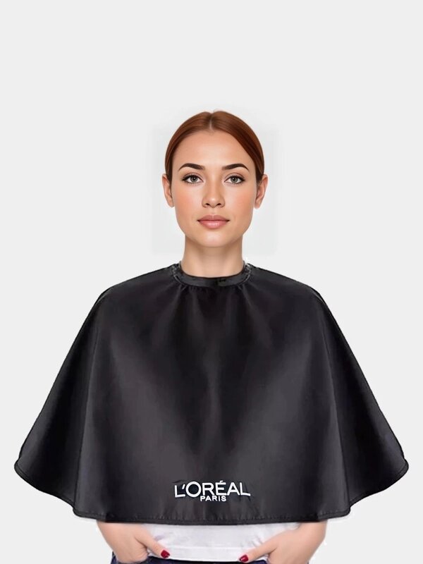 Пеньюар парикмахерский, укороченный, с принтом для стрижки, окрашивания волос, накидка