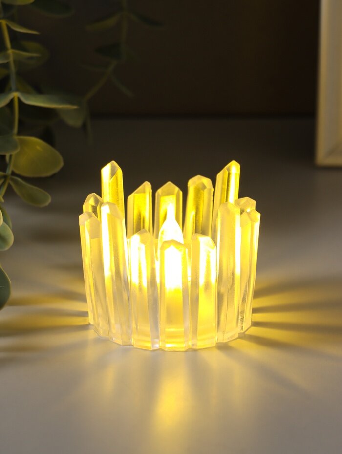 Светодиодная свеча LED-ночник RISALUX Снежная королева, от батареек 3×LR1130, прозрачный, 5.5×5.5×5 см, 2 шт.