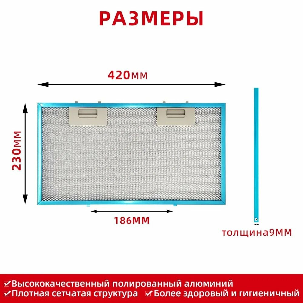 1 кусок. Жировой фильтр для вытяжек Elikor 420х230х8 2 замка