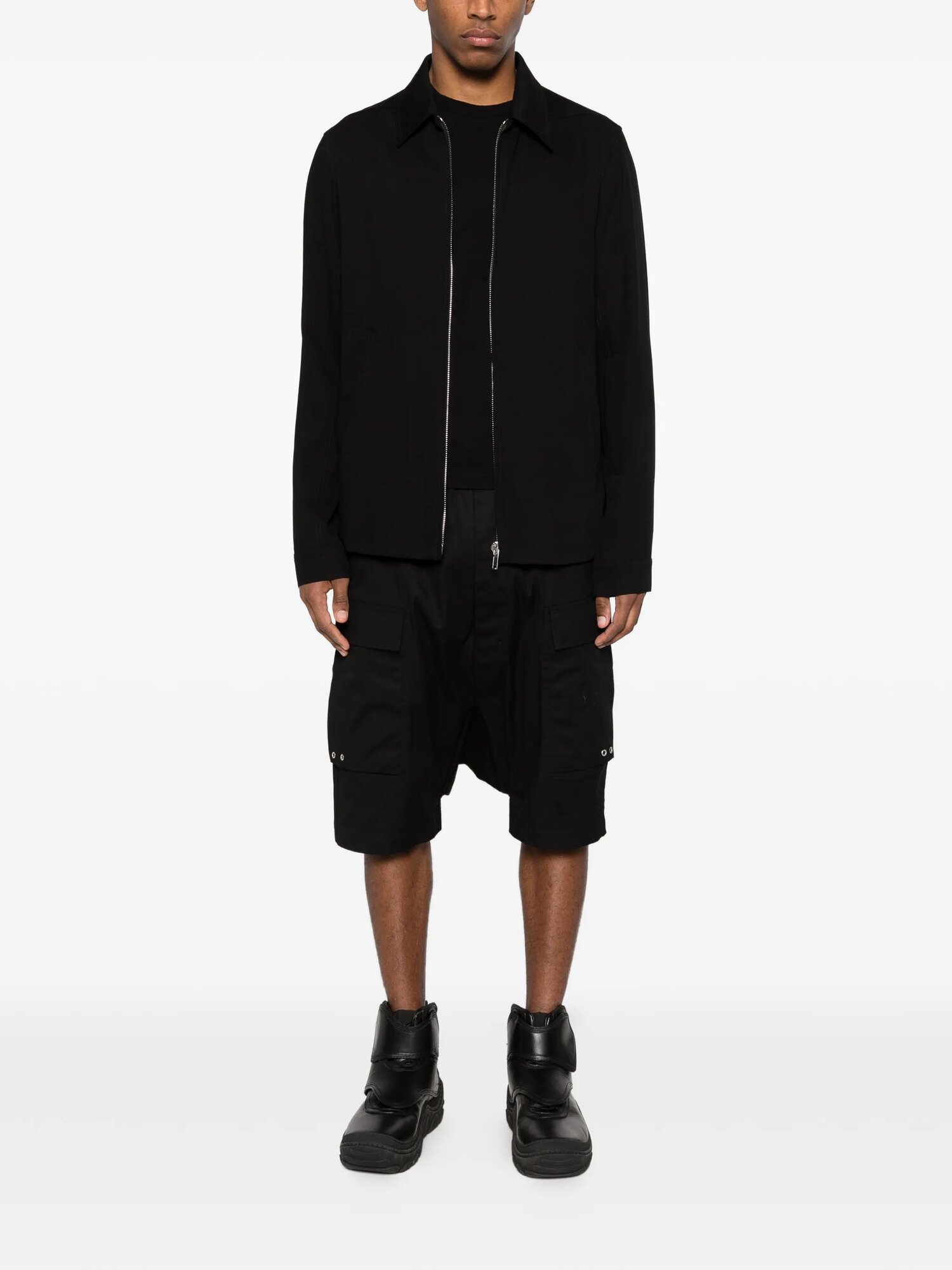 Куртка Rick Owens Long-sleeve pointed-collar bomber jacket, размер 48, черный — фото 1