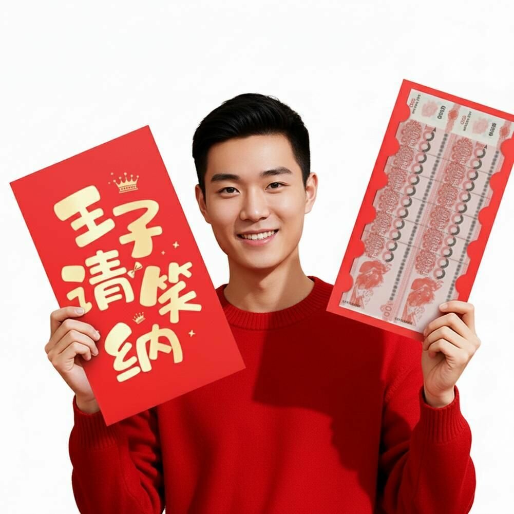 Новый год, большой декоративный красный конверт