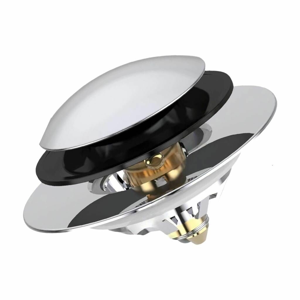 Универсальная пробка для слива ванны, серебро - Большой диск