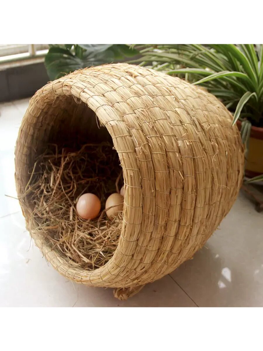 Гнездо для куриц 35x35 см - с сеном и яйцами
