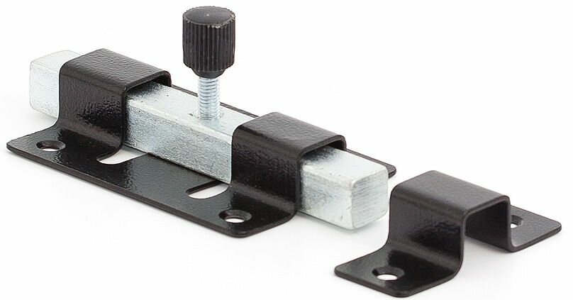 Засов накладной боровичи плоский, с квадратным засовом, черный