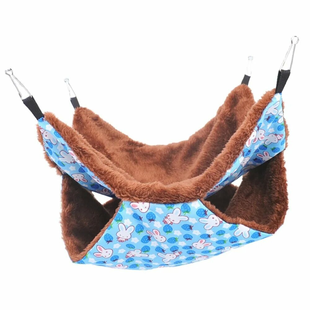 Уютный гамак для грызунов и птиц, подвесная теплая лежанка для хомяков, белок, морских свинок, крыс, кроликов, 35x35 см, синий