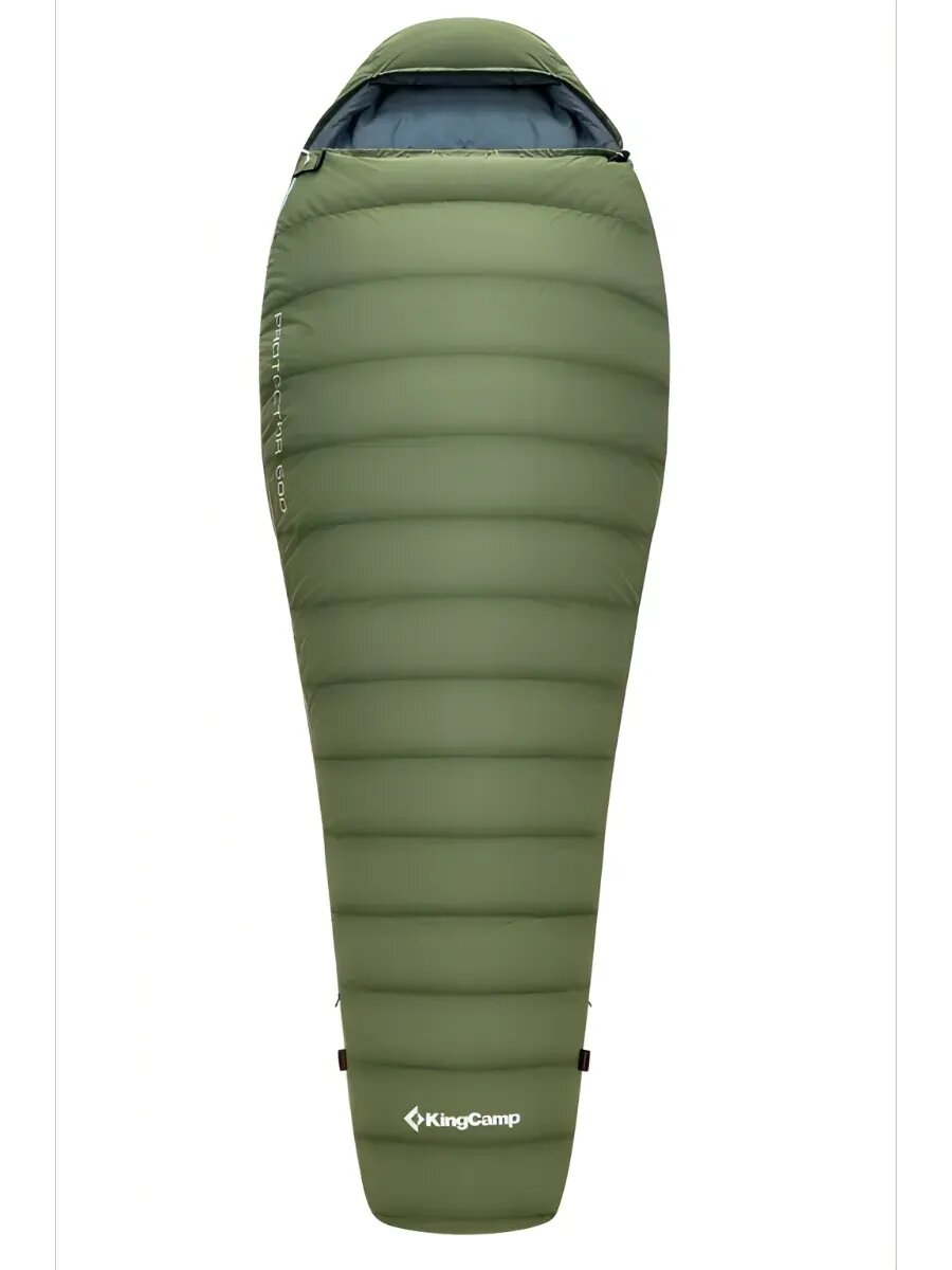 Спальник KingCamp KS8003 Protector 600, гусиный пух, правый, зеленый